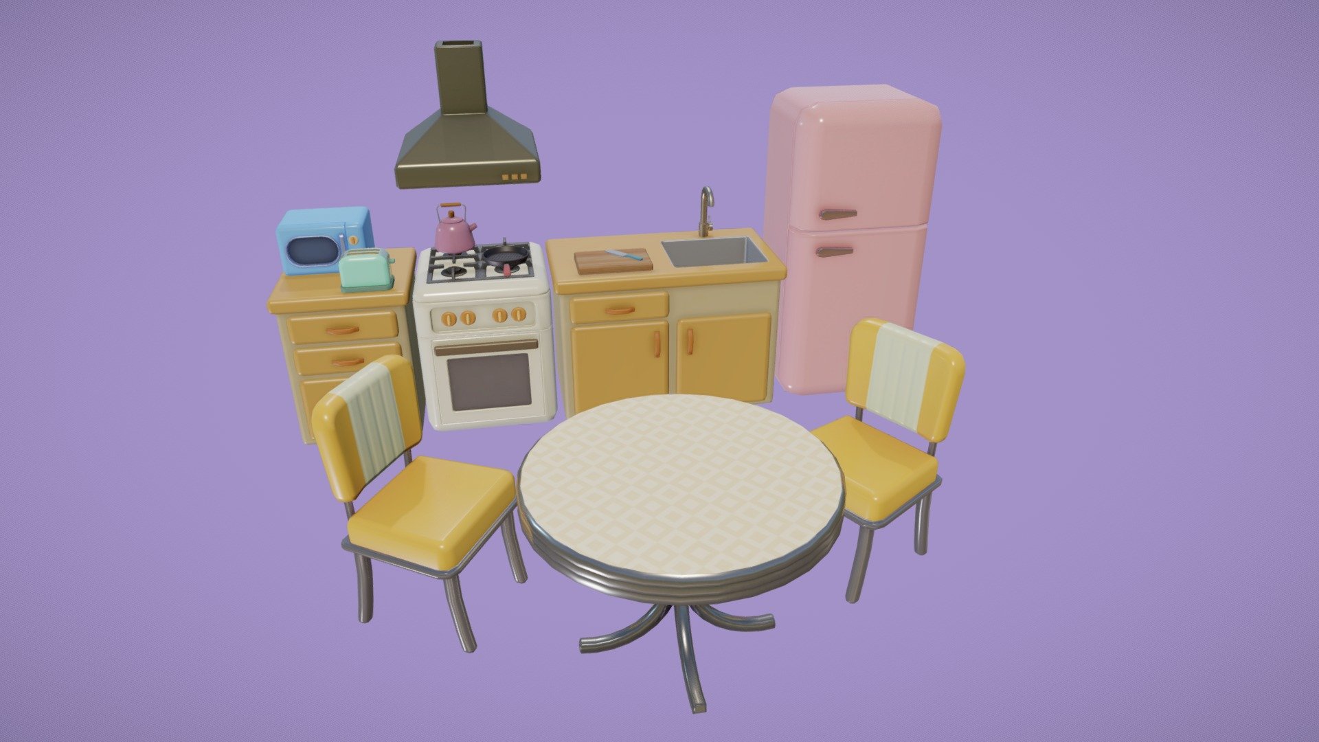 Cute Kitchen Set - 3D model by Kana-Beru [79ace3a] - Sketchfab