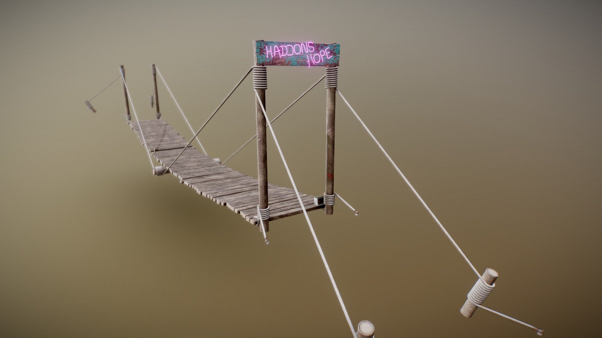 Wooden Rope Bridge - 3D model by Mellora [79af8c9] - Sketchfab