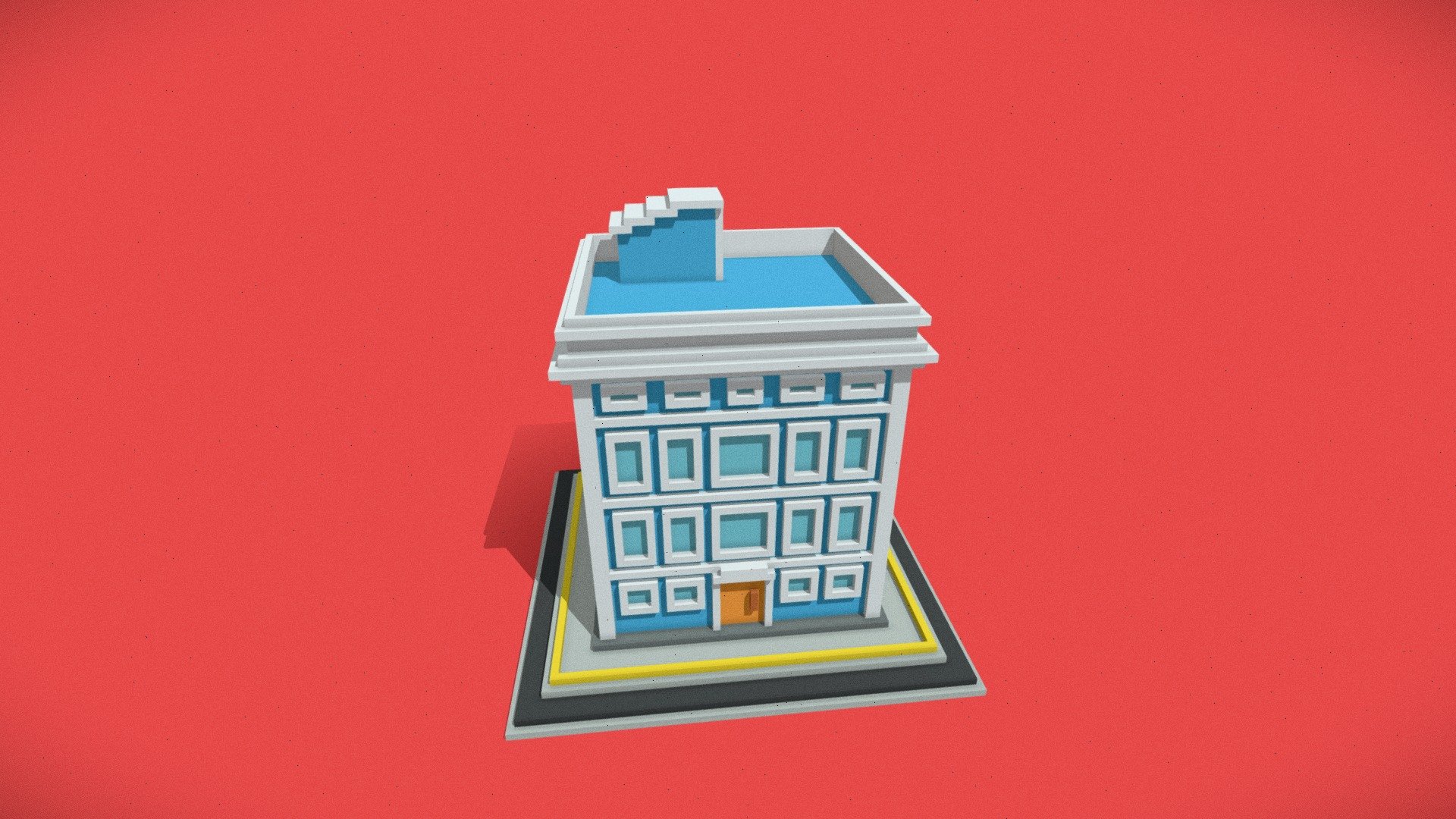 Blue Apartment Building - 3D model by carlosrdzart [79b9bee] - Sketchfab