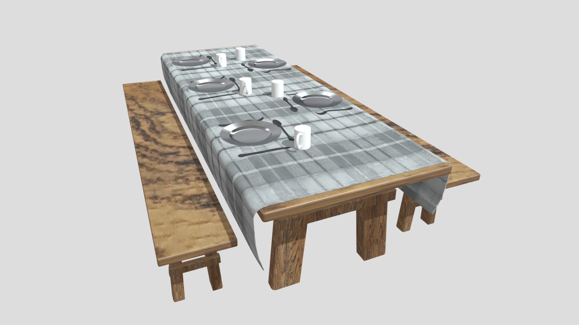 Picknick / garden lunch set table - Download Free 3D model by ustoopia ...