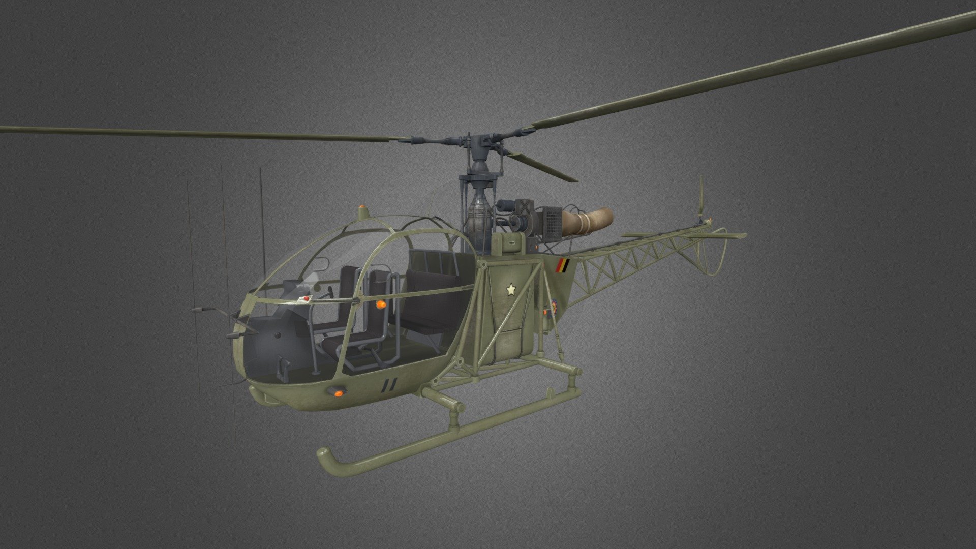 Helicopter Aérospatiale Sud Aviation Alouette II - 3D model by CG Duck ...