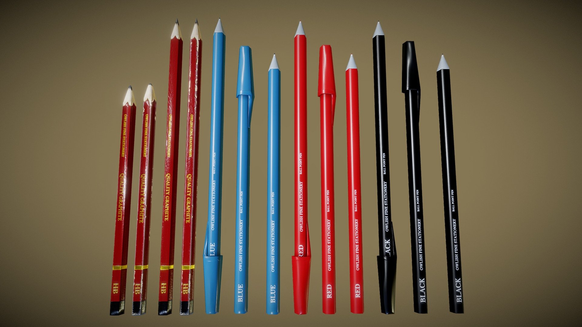 Pens & Pencils - Buy Royalty Free 3D model by Owlish Media ...
