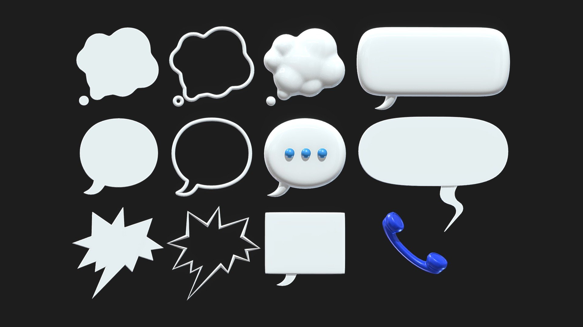 Speech Bubbles 3d Cartoon 💭 Buy Royalty Free 3d Model By Tkkjee