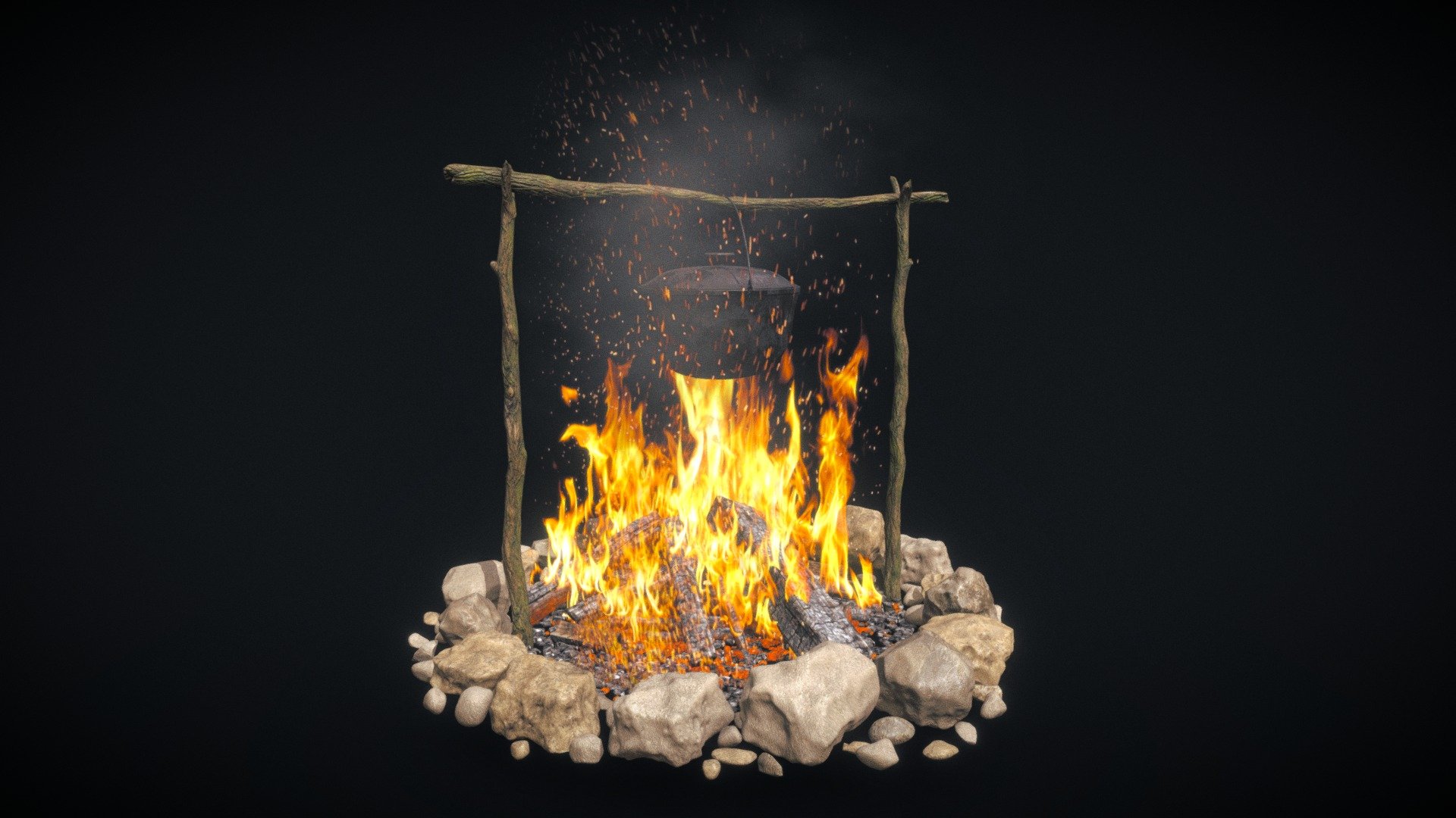 Bonfire with pot 1 - Buy Royalty Free 3D model by madMIX [79fd583 ...