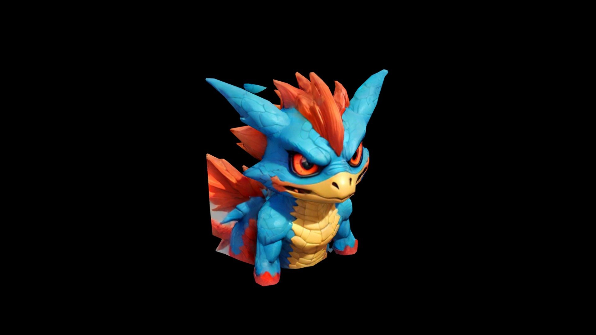 "Electric Blue Azure Creature A Cartoon Mythical - Download Free 3D ...