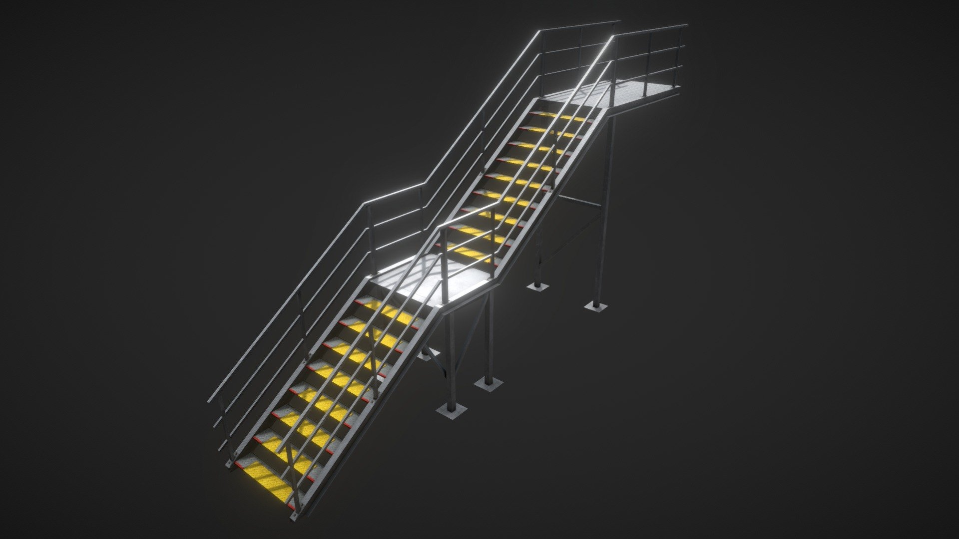 Industrial Metal Stairs with Rails - Buy Royalty Free 3D model by ...