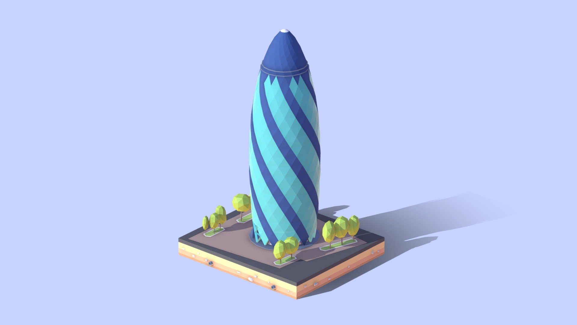 Cartoon Low Poly Gherkin Tower Building - Buy Royalty Free 3D model by ...