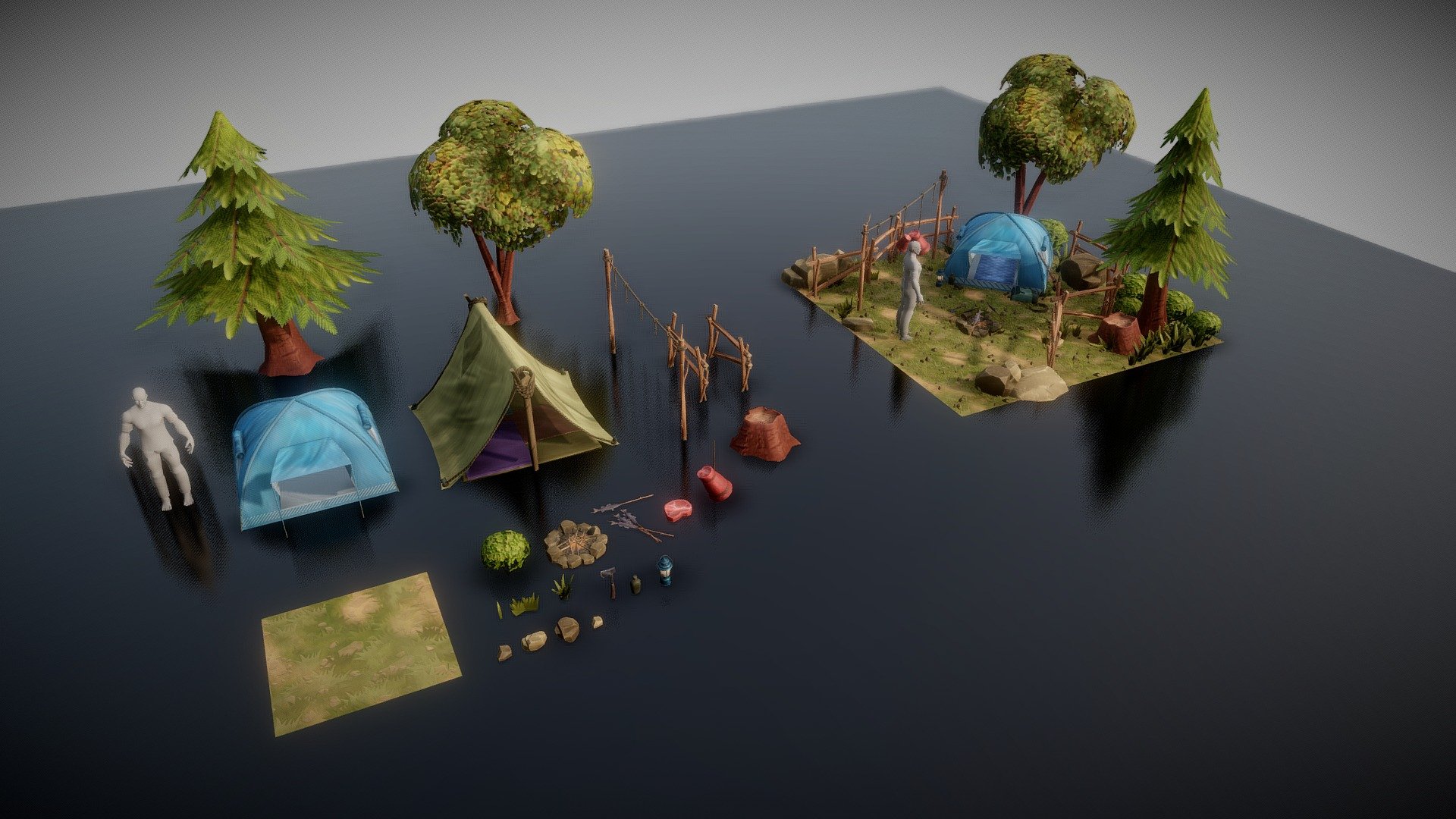 Campfire Pack - 3D Low Poly for Game Asset - Buy Royalty Free 3D model ...