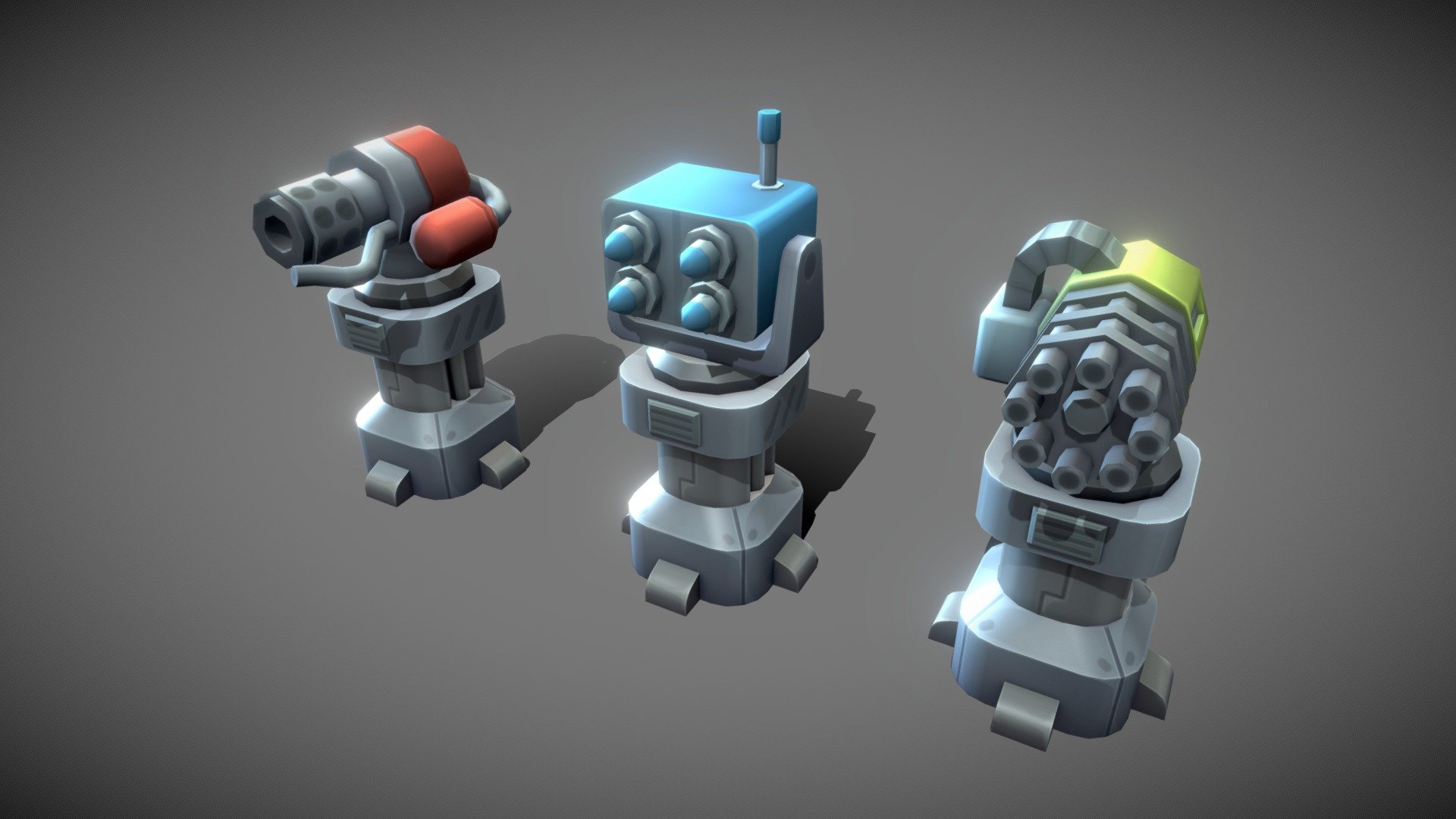 Low Poly Stylized Tower Defence Guns - Buy Royalty Free 3D model by ...