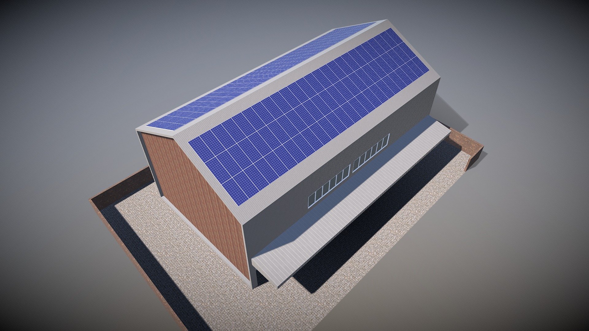 Solar roof on warehouse 24e02 - Buy Royalty Free 3D model by Jinda ...