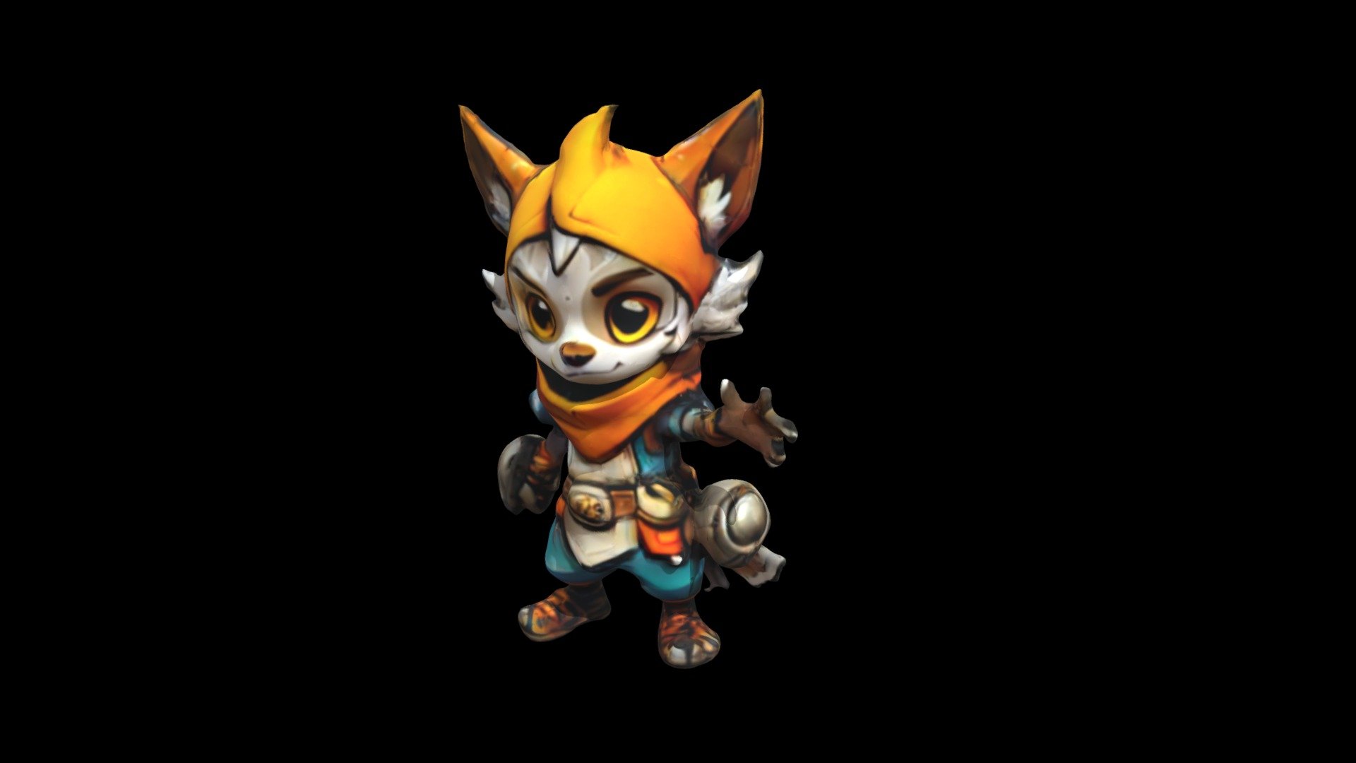 a cartoon drawing of a fox wearing a scarf an - Download Free 3D model ...