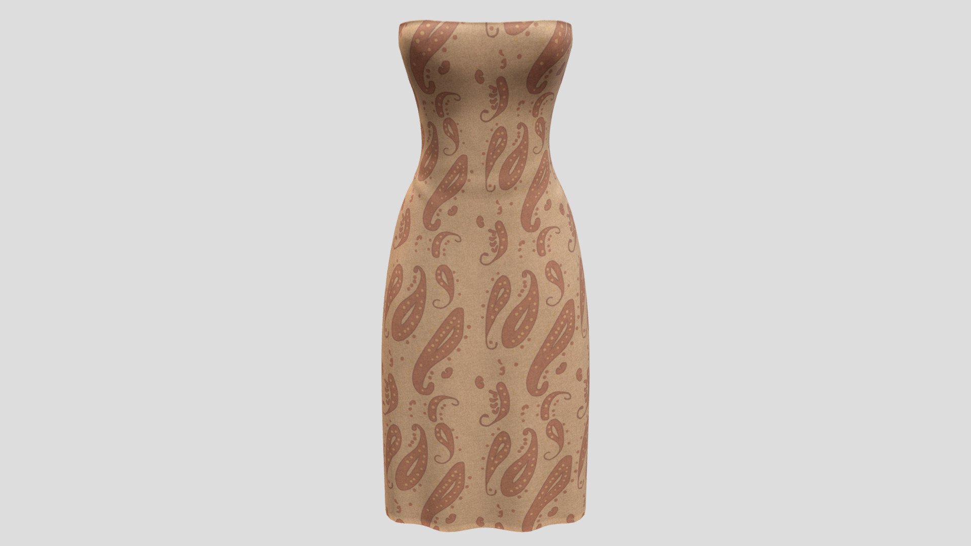 Female Below Knee Strapless Faux Mini Dress - Buy Royalty Free 3D model ...