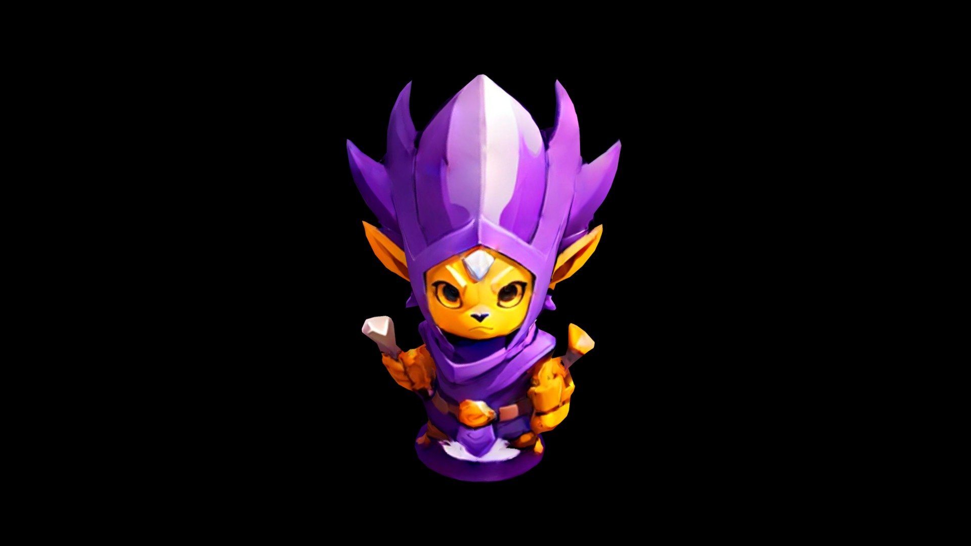 A cute, angry-looking, yellow creature with a pu - Download Free 3D ...