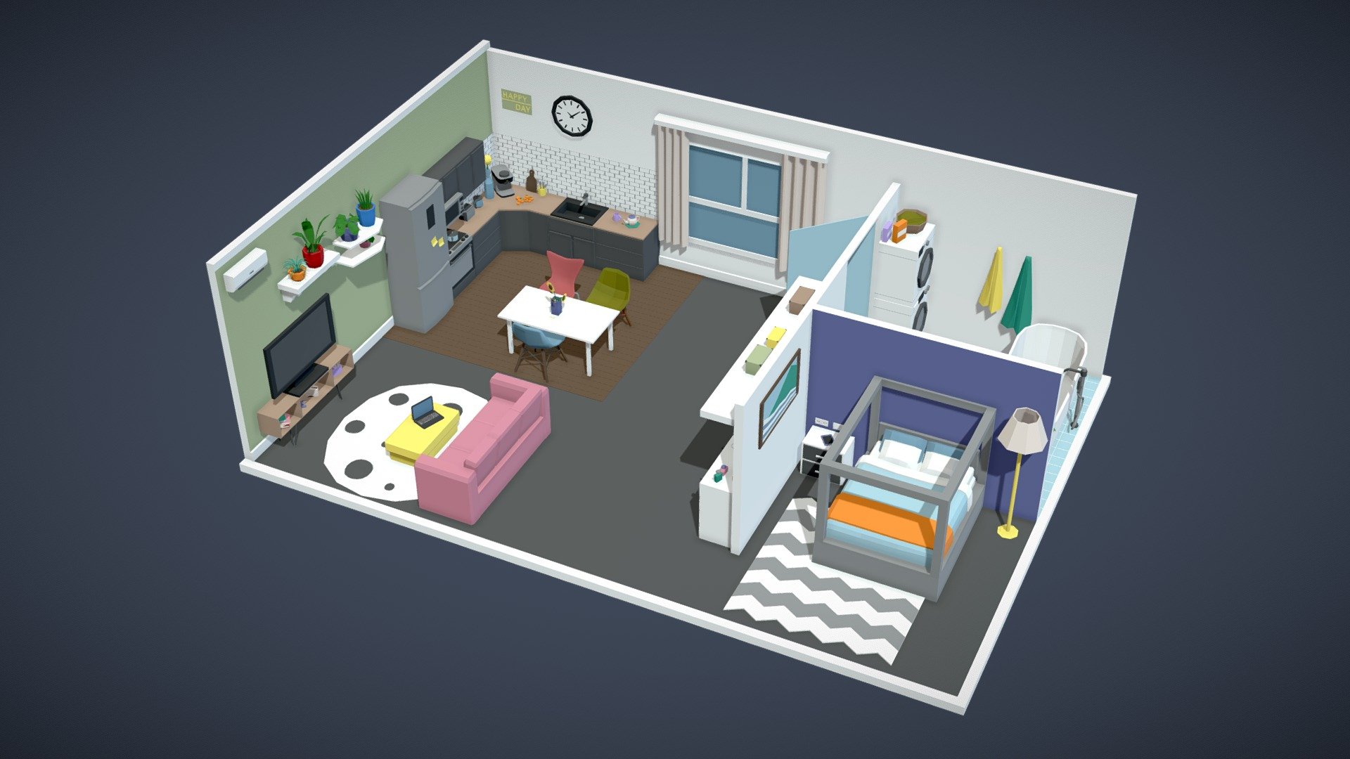 Low Poly Apartment n2 - 3D model by Mnostva [7a5504c] - Sketchfab