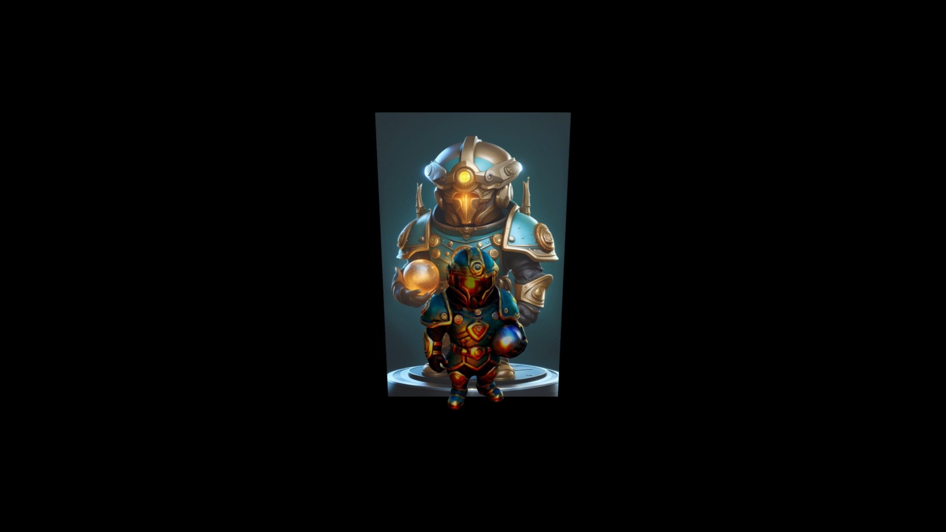 "Teal and Gold Knight with a Golden Orb" A te - Download Free 3D model ...