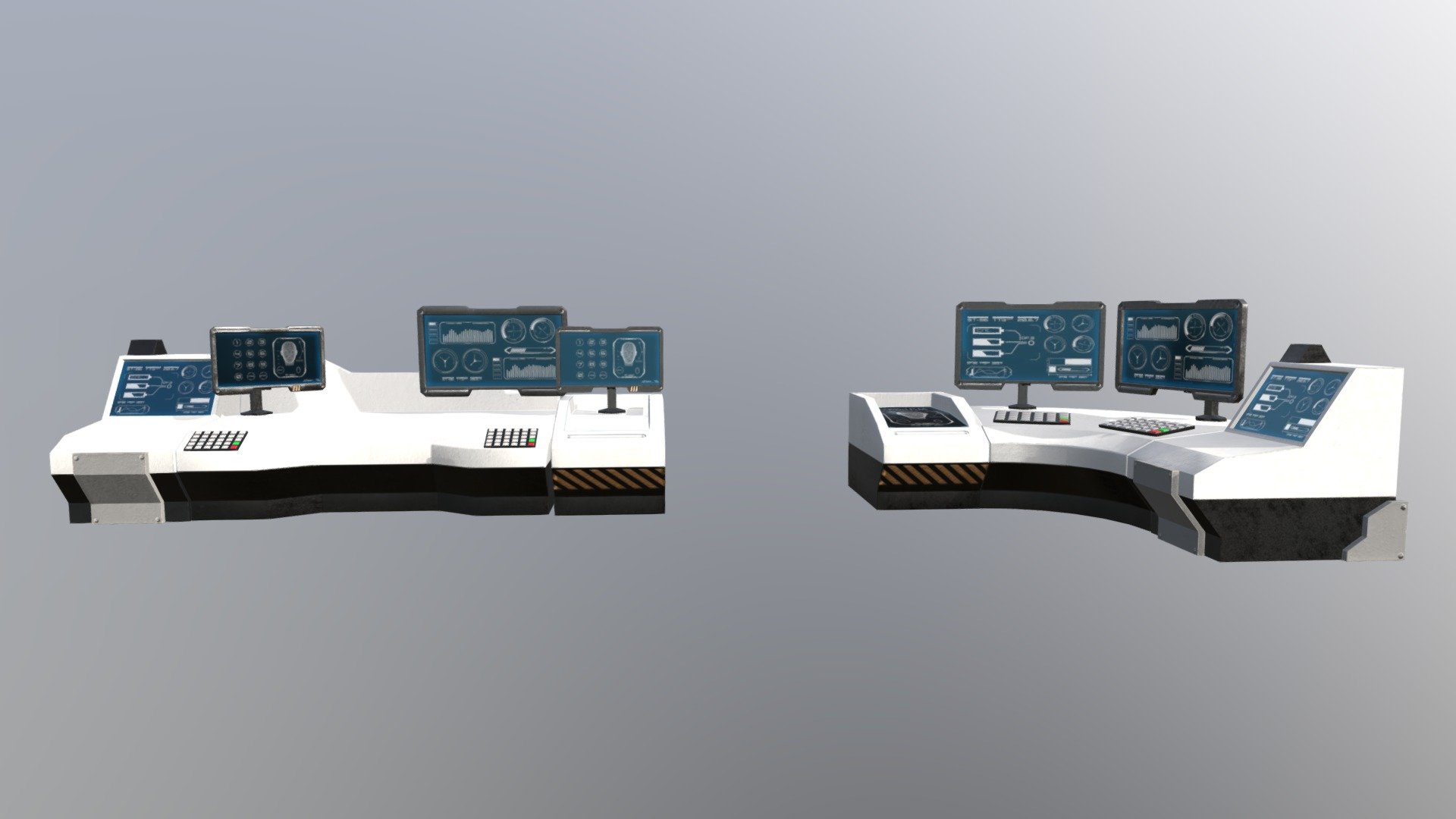 Modular Scifi Terminal Computer Setss - Buy Royalty Free 3D model by ...