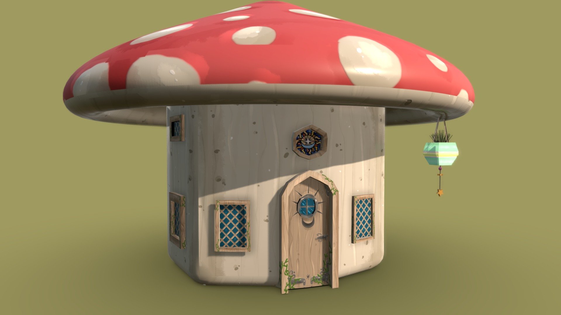 Mushroom house - 3D model by PastelNova [7a8182d] - Sketchfab