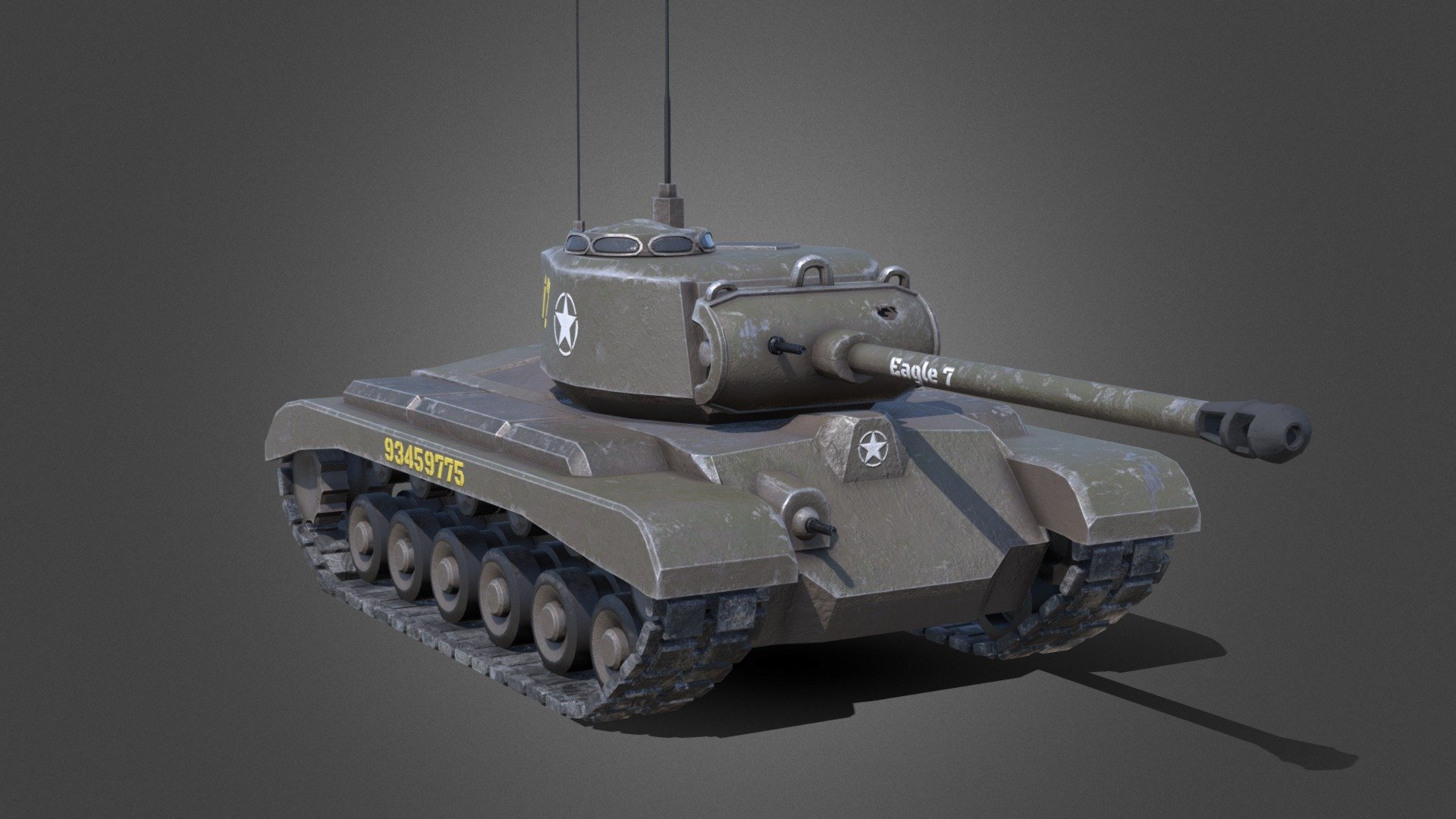 M26 Pershing "Eagle 7" tank model V2 - Download Free 3D model by Artemis03 [7a90f9f] - Sketchfab