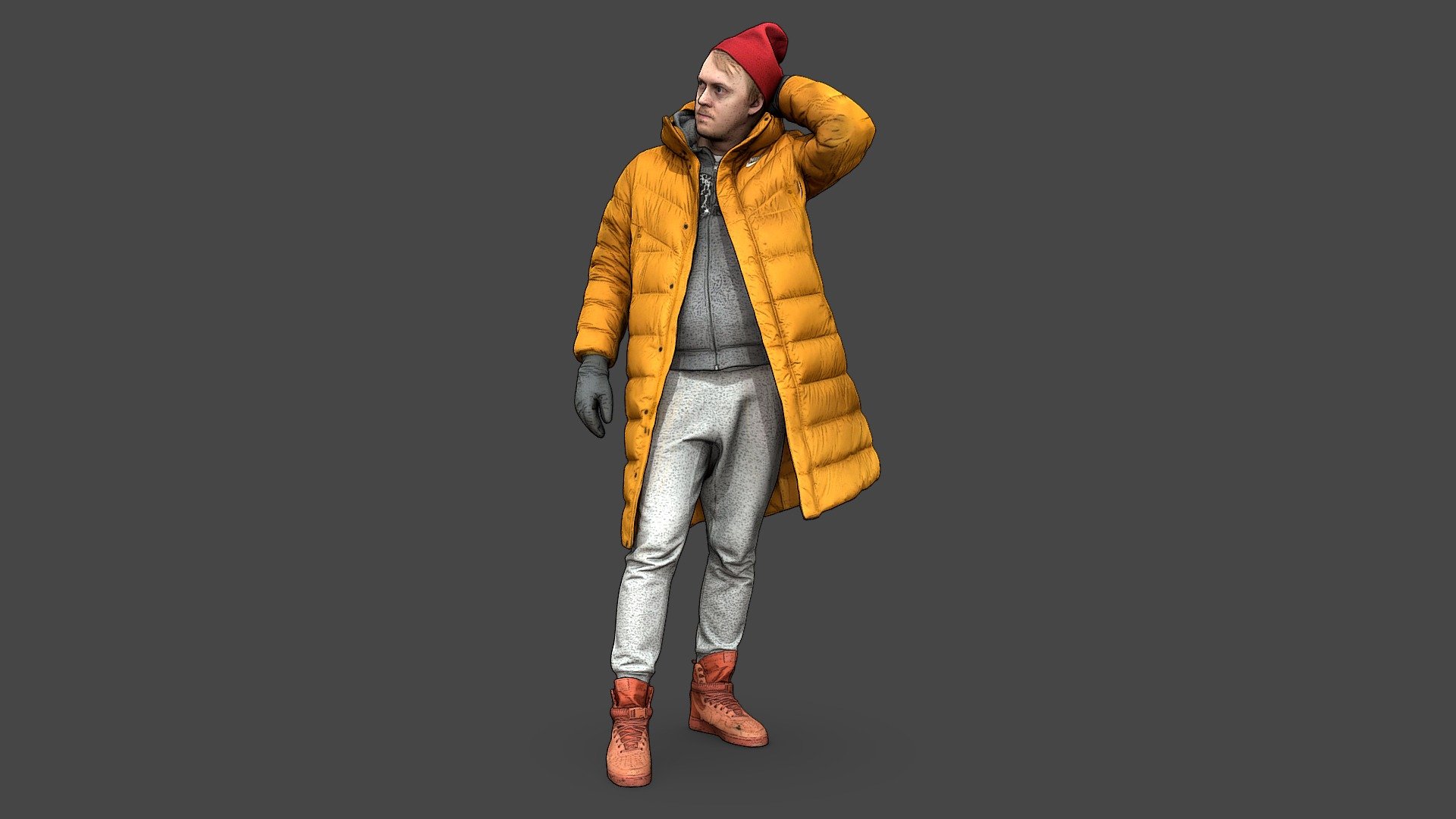 Guy in Unbuttoned Yellow Down Jacket - 3D model by kanistra [7aa3cb5 ...
