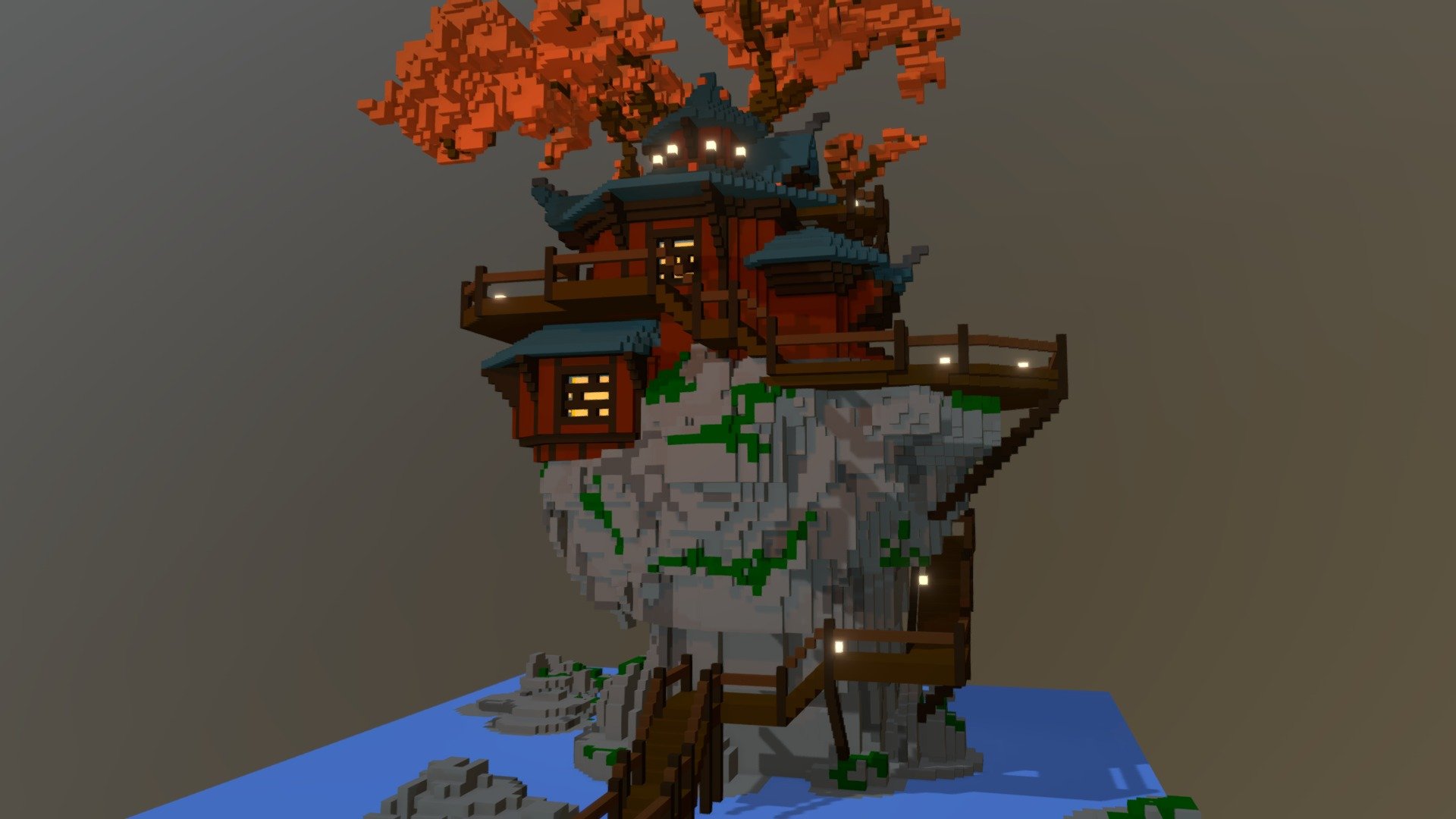 Wangshu Inn inspired voxel - 3D model by ajanczewska [7ab9a86] - Sketchfab
