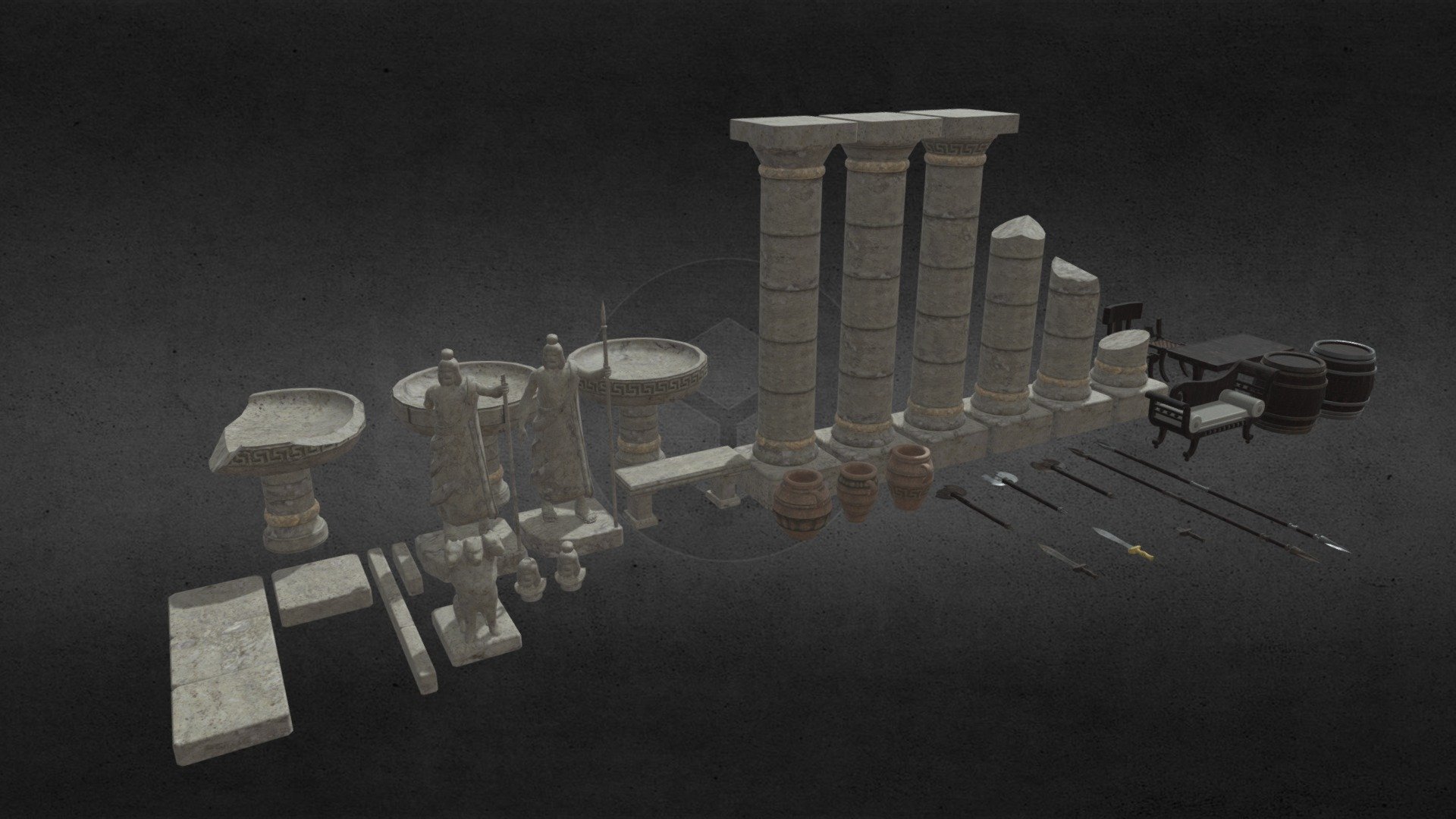 Ancient Greek Underworld Garden Prop Kit - 3D model by Michael Gilbert ...