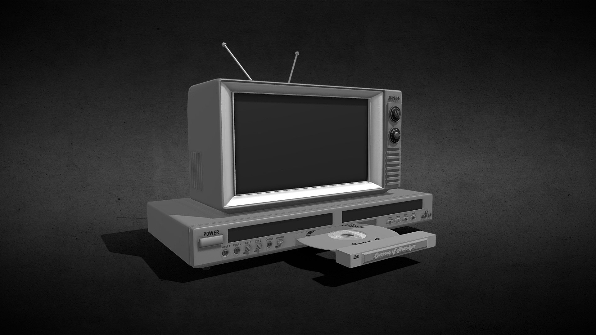 Vintage DVD and TV - 3D model by ngshuting2002 [7acb8e3] - Sketchfab