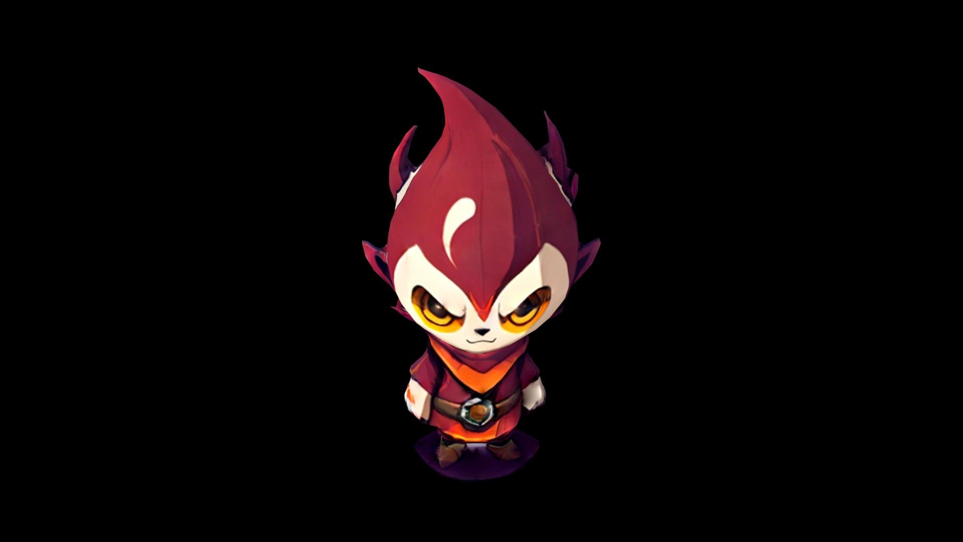 A chibi style character with red and orange hues - Download Free 3D ...