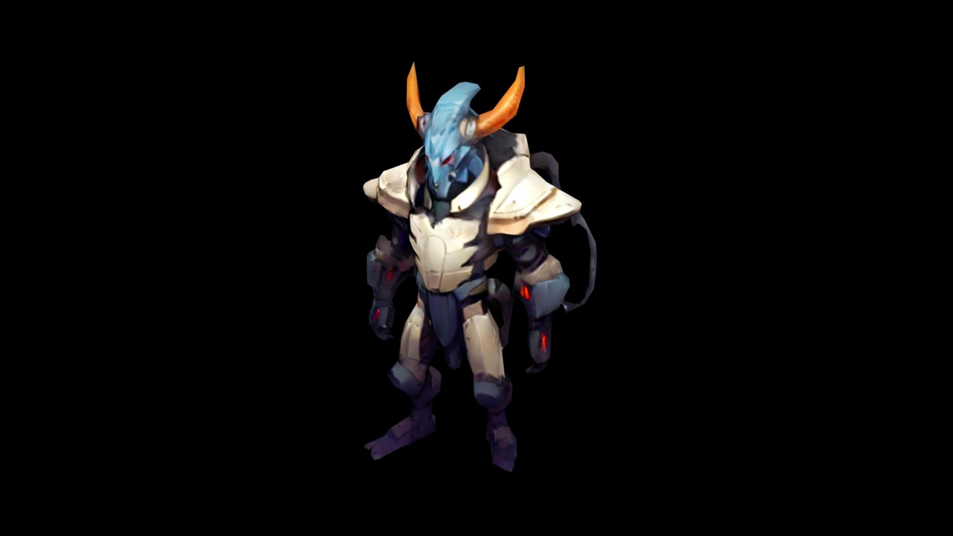 Colorful creature with large horns and a blue fa - Download Free 3D ...