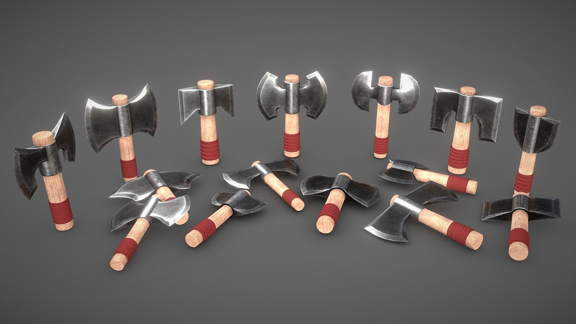 Axe Pack 02 Game Ready Low-poly 3D model - Buy Royalty Free 3D model by ...