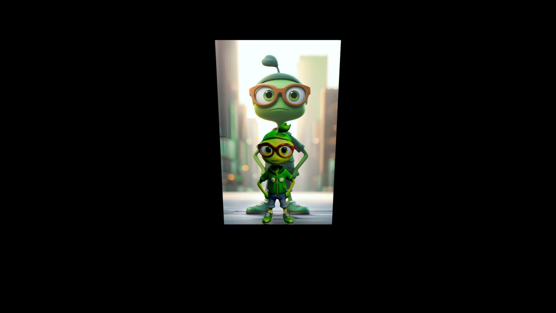 cartoon character of a green alien with glasses - Download Free 3D ...