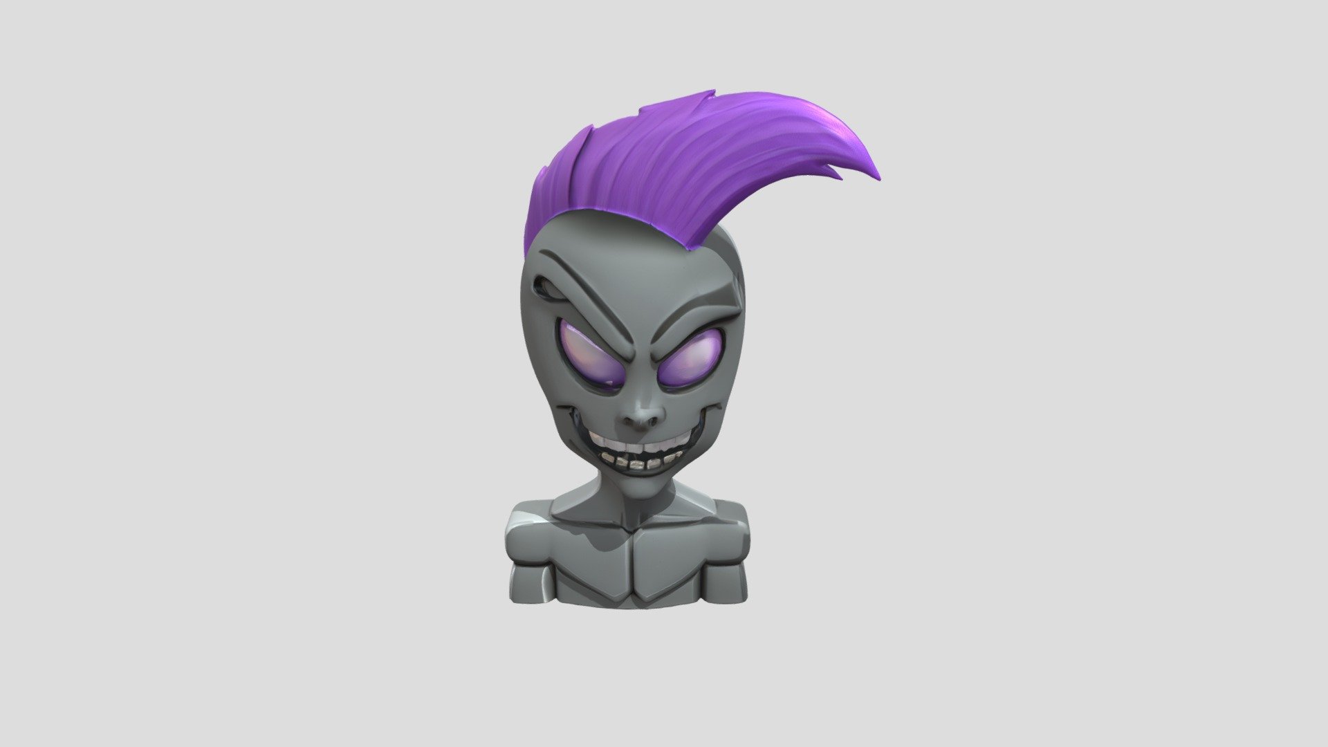 cartoon alien with purple mohawk - 3D model by rcidea411 [7b0d76d ...
