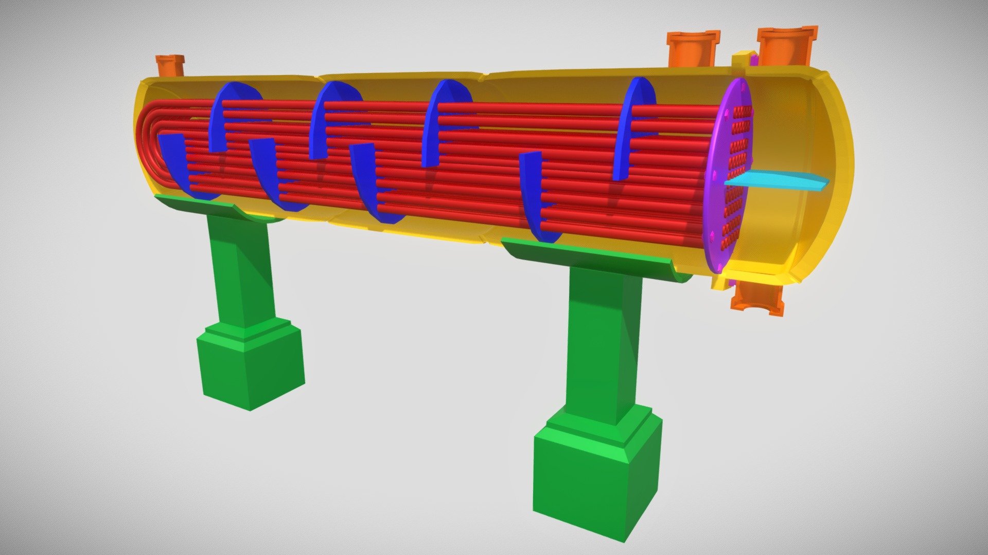 Shell & Tube Exchanger Cross Section - 3D model by jason_genitty ...