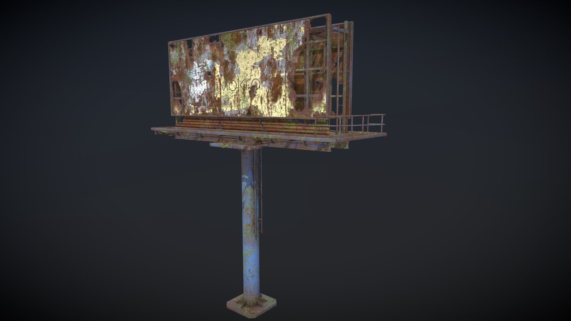 Postapo, abandoned, rusted and damaged Billboard - 3D model by pinio240 ...