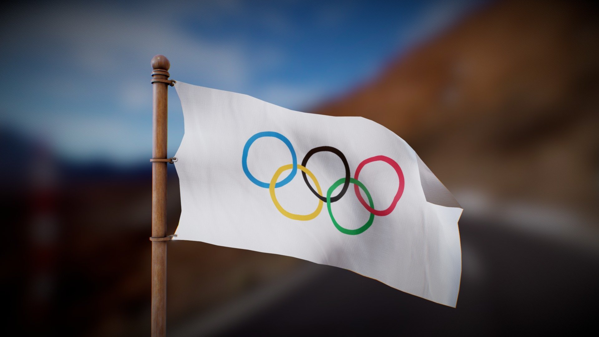Flag of the Olympics - Wind Animated Loop - Buy Royalty Free 3D model ...