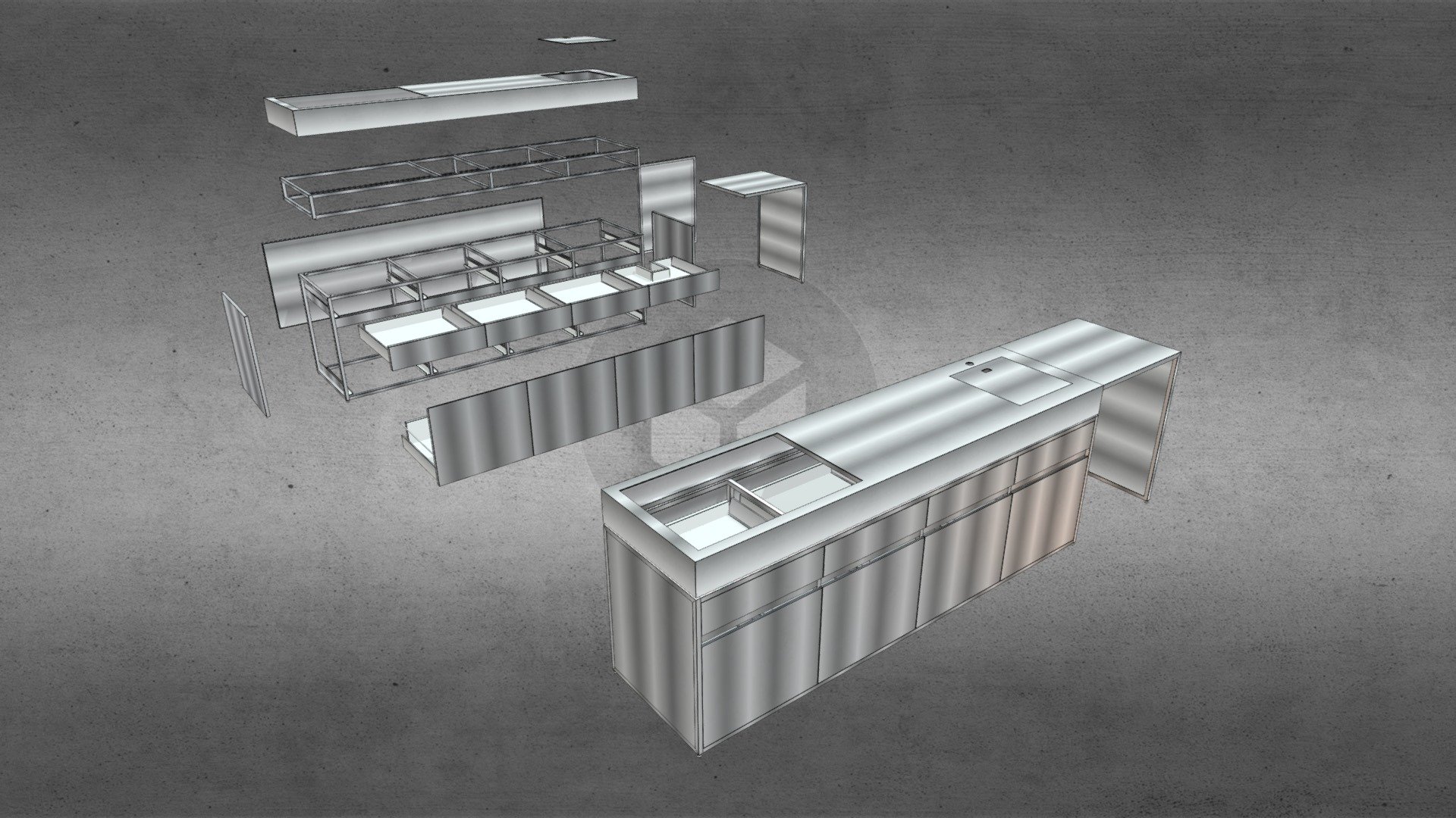 Bucatarie insula - inox satinat - Download Free 3D model by Naidar ...