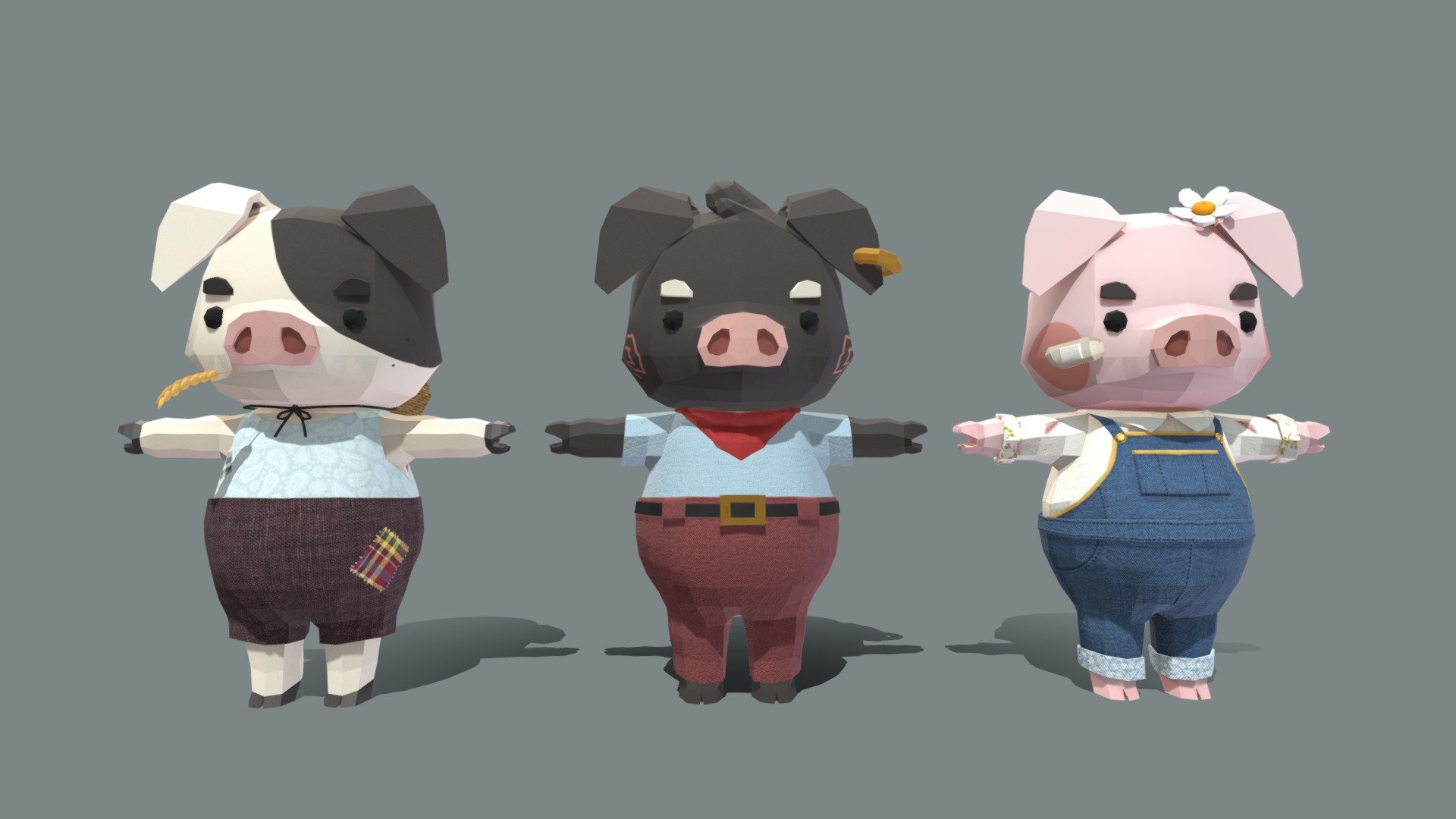 The Three Little Pigs - 3D model by Bernadette (@bernadettelowwx ...