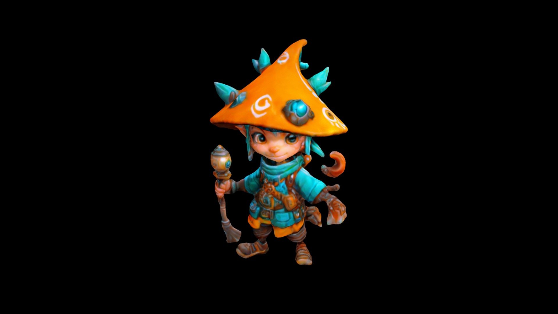 a blue creature dressed as a wizard it is holdin - Download Free 3D ...