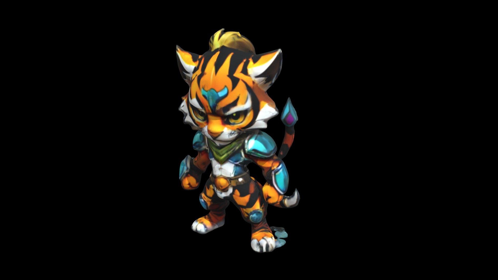 The digital avatar of a tiger warrior stands con - Download Free 3D ...
