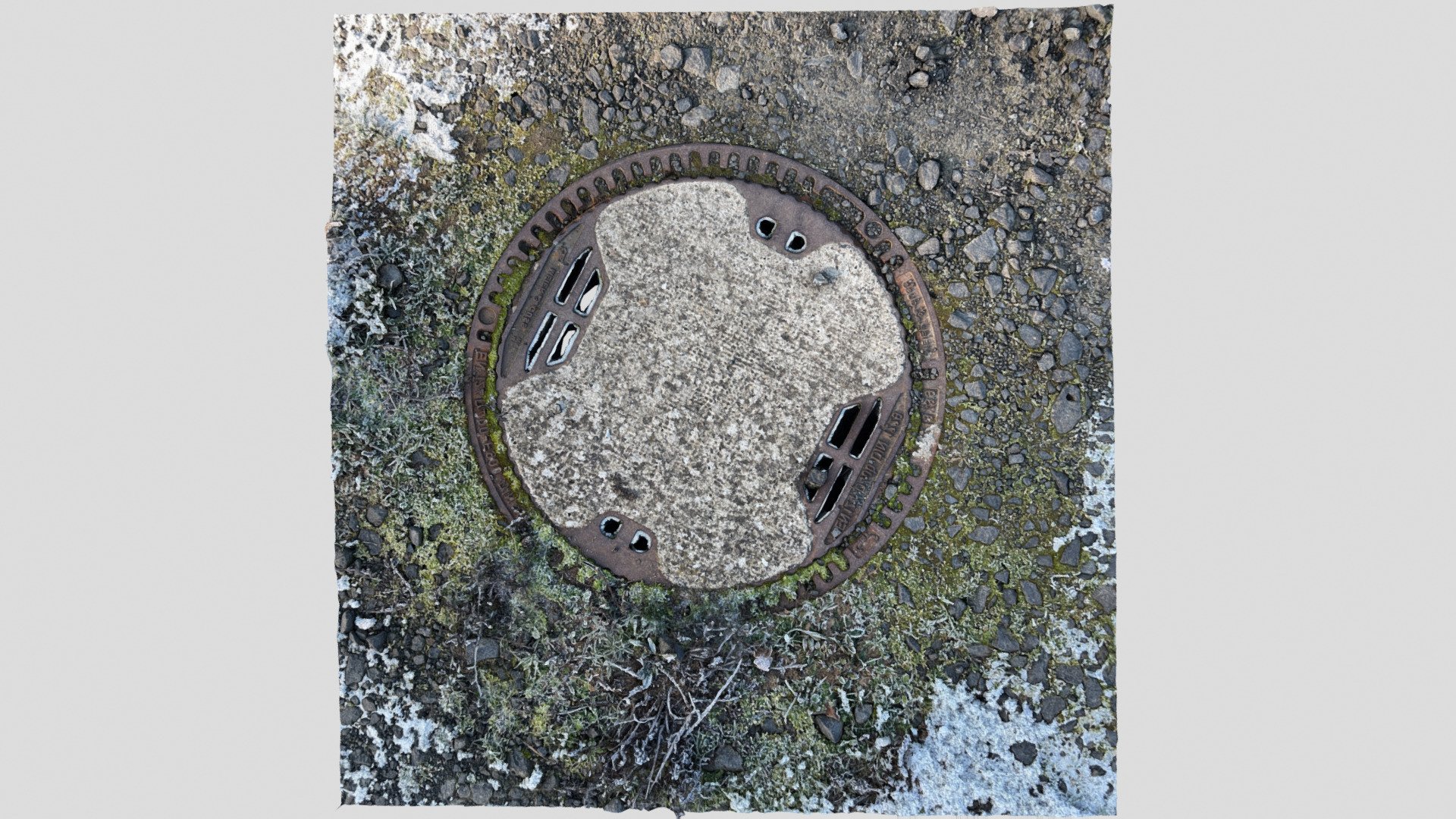 Round manhole cover surrounded by gravel - Download Free 3D model by ...