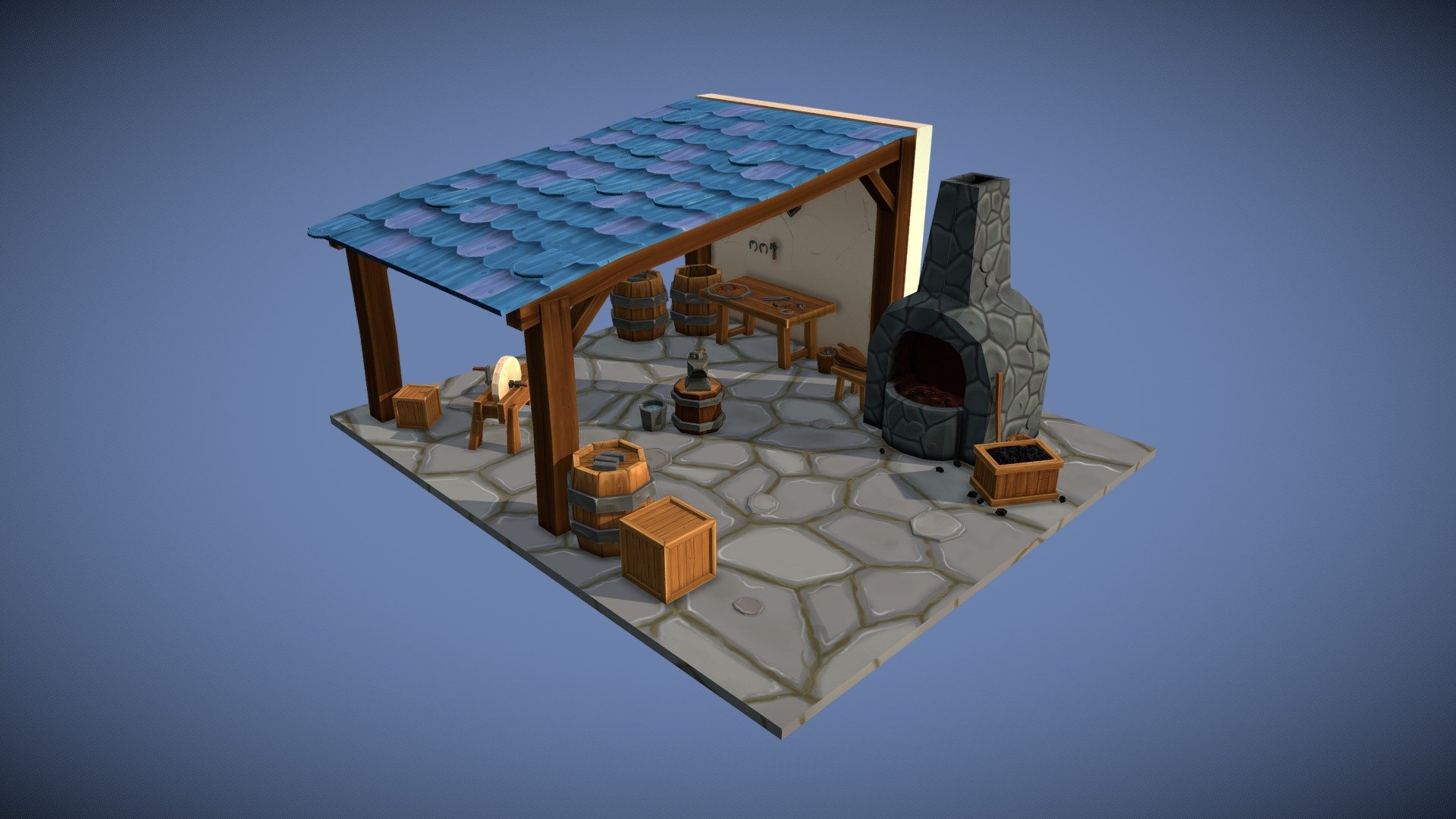 Low Poly Blacksmith Workshop - 3D model by vmatthew [7b85d46] - Sketchfab