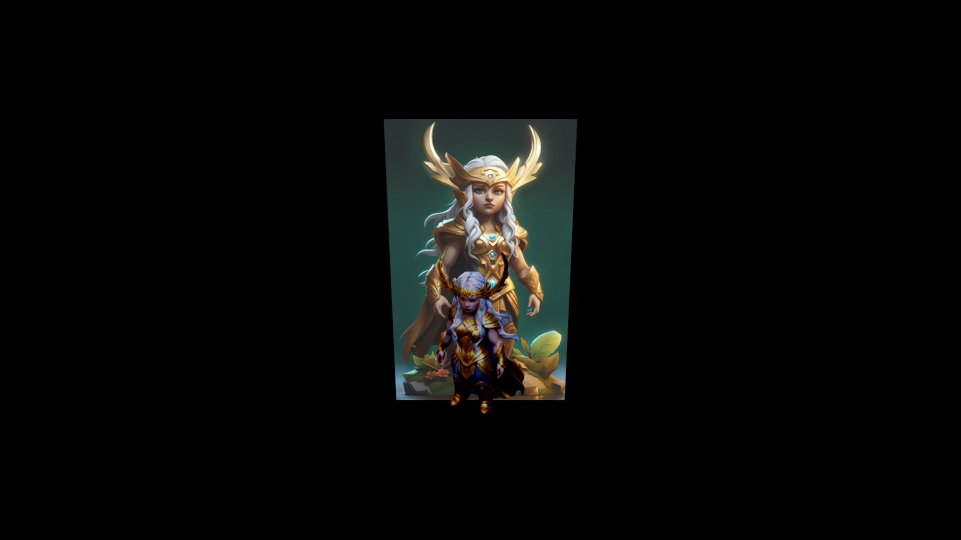 "A cartoon character in a gold and blue armor, - Download Free 3D model ...
