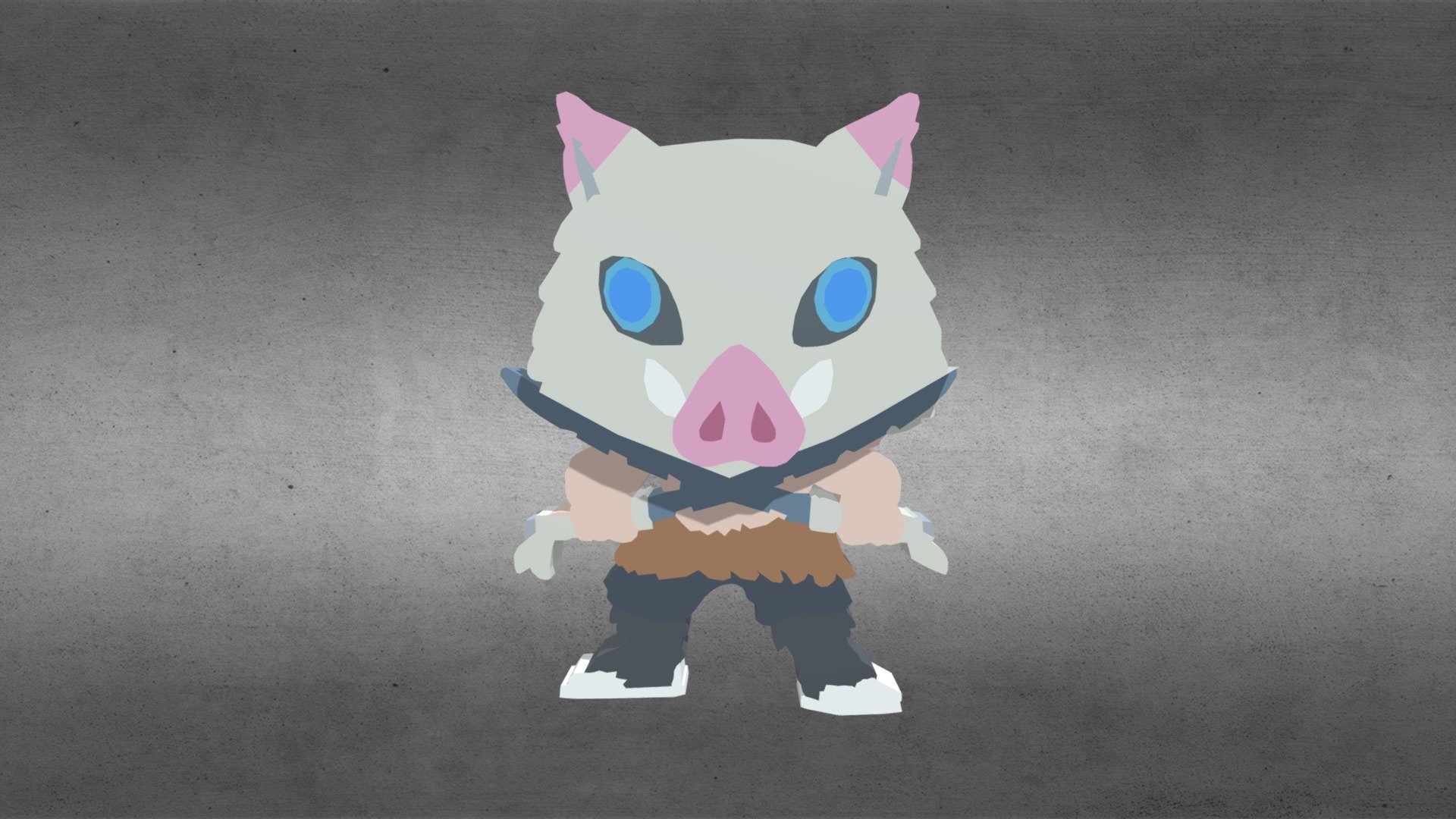 Inosuke Hashibira in low poly make in blender - Download Free 3D model ...