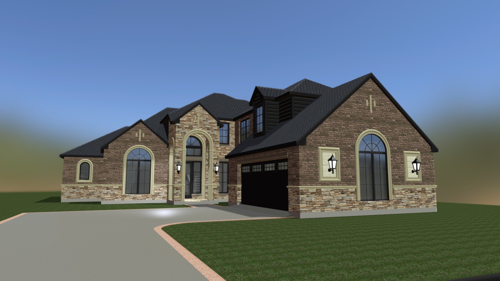 Suburban Home - Plan 3503 unfurnished - Buy Royalty Free 3D model by ...