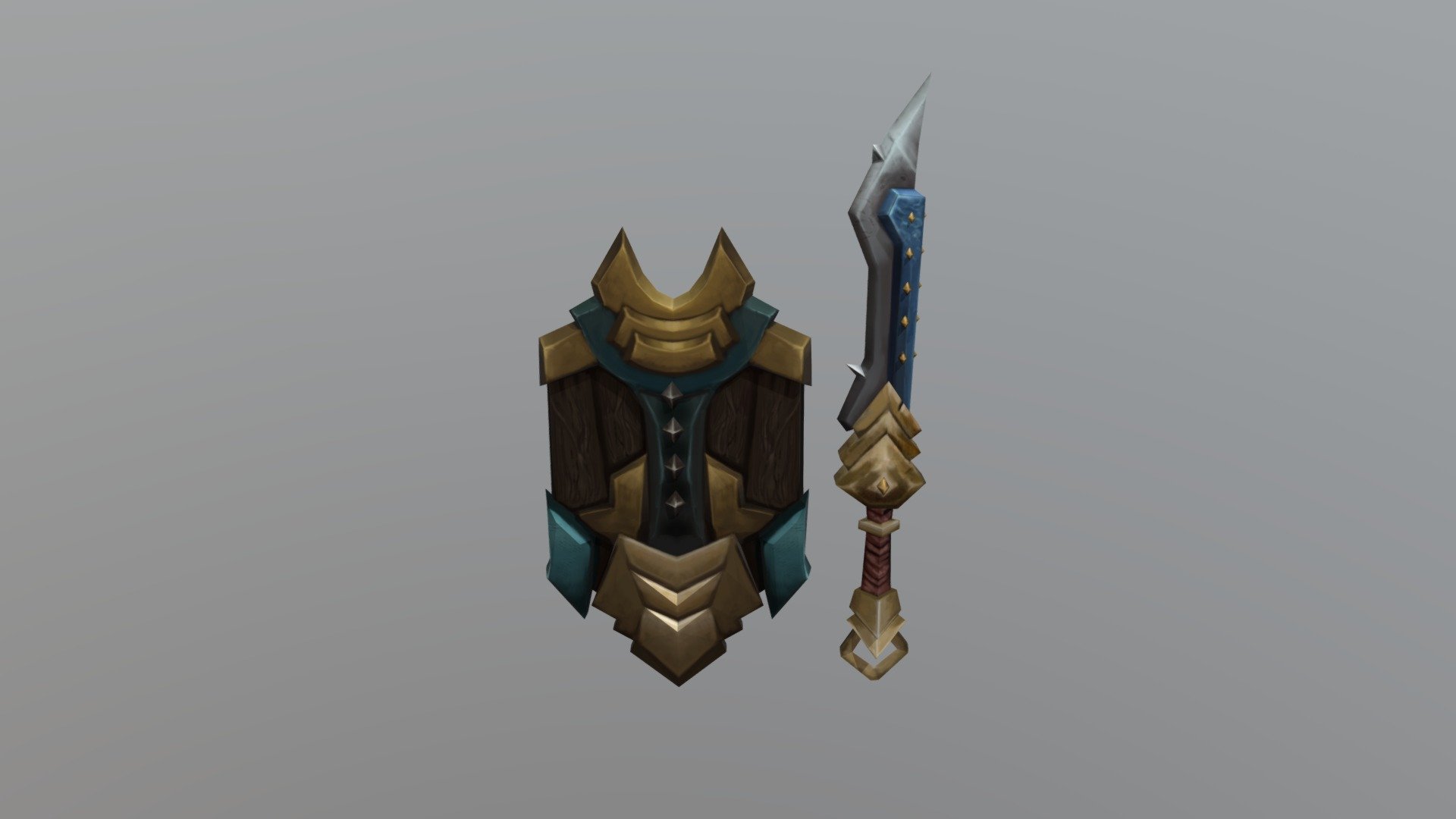 WoW Style sword and shield - 3D model by Screameh [7b95bd2] - Sketchfab