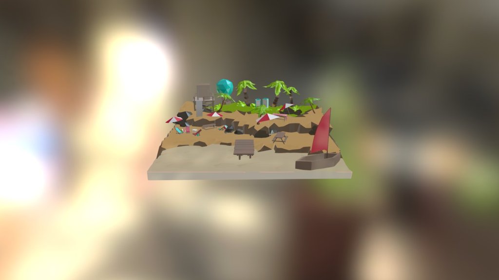 Low Poly Beach Sunset - 3D model by caliberbeats [7ba79b3] - Sketchfab