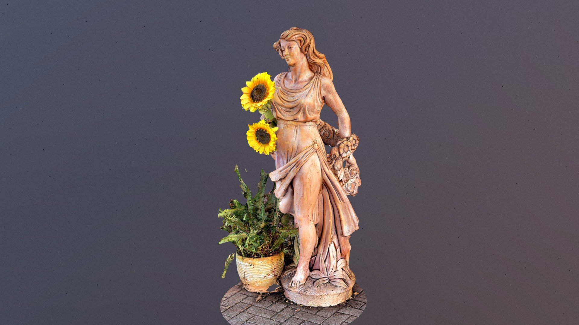 Statue with sunflowers - Download Free 3D model by Keith Ito (@keithito ...