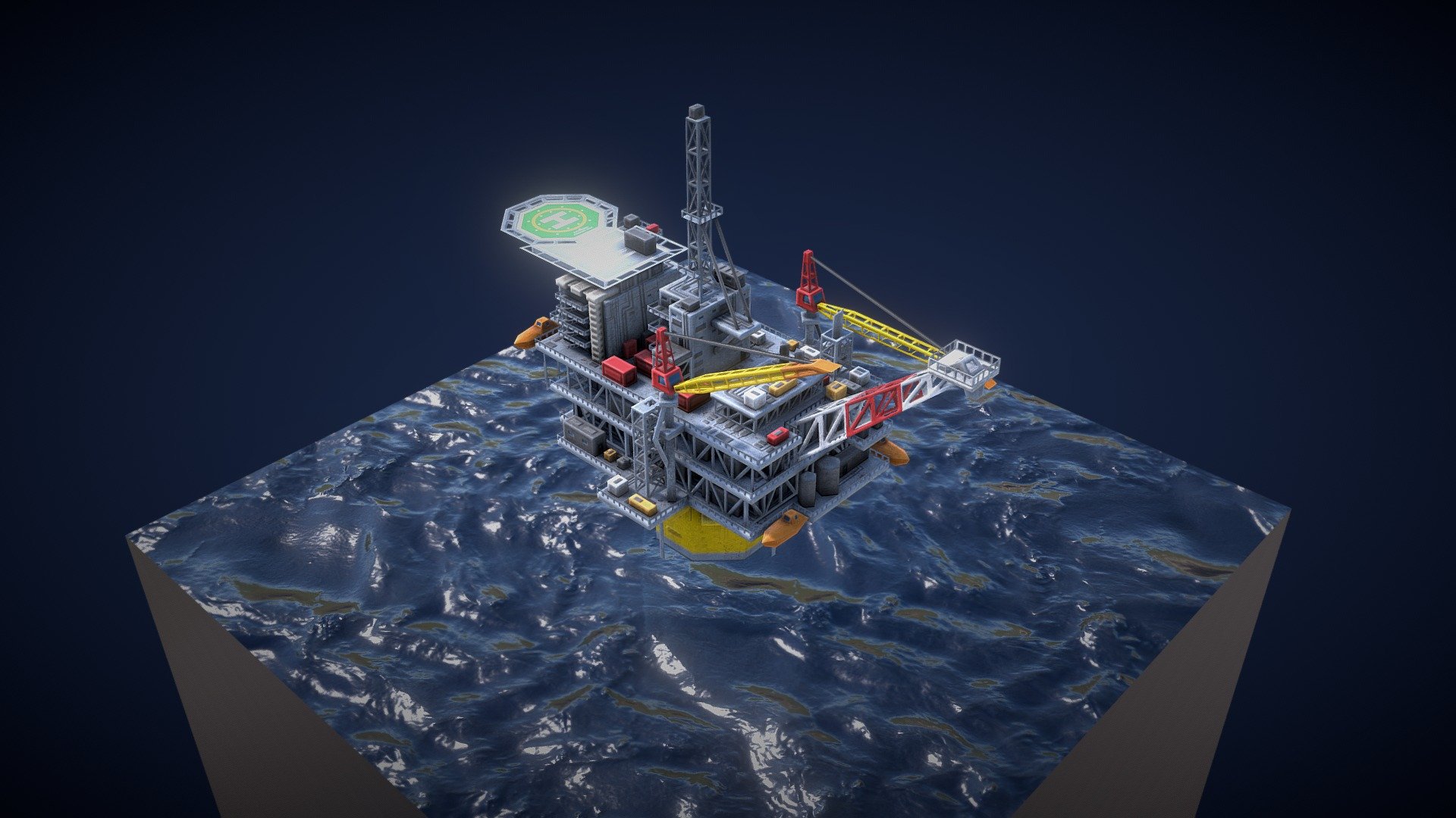 Coastal Oil Platform - Shell Perdido (LOW POLY) - 3D model by ...