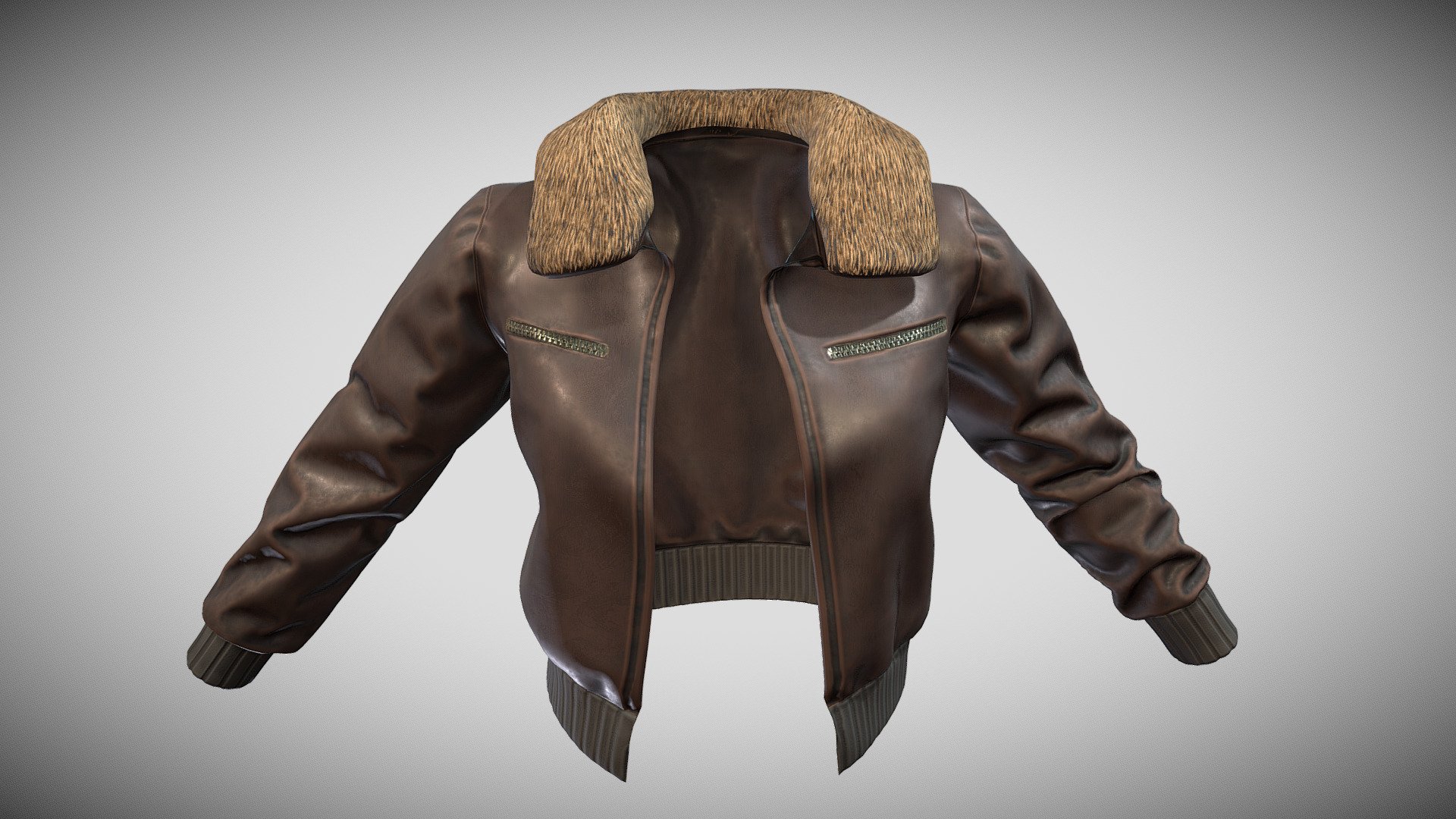 Female Fur Neck Bomber Jacket - Buy Royalty Free 3D model by 3dia ...