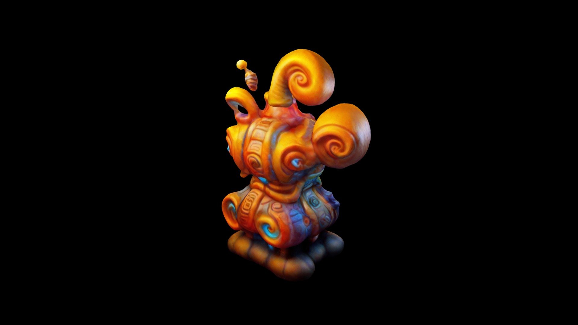 a whimsical sculpture of a creature with an oran - Download Free 3D ...