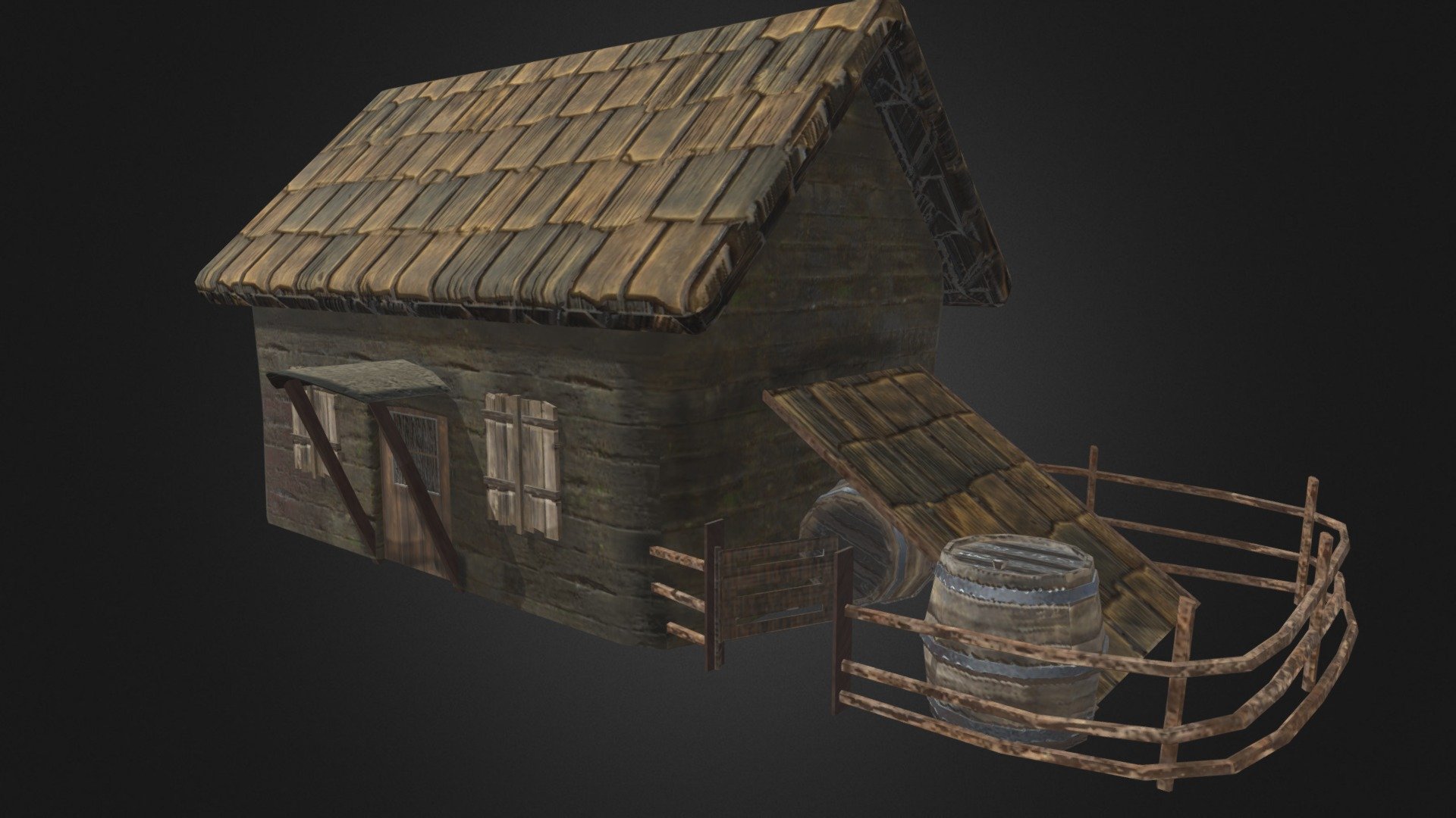 Medieval Village House (Low-Poly/Game-Ready) - 3D model by ...
